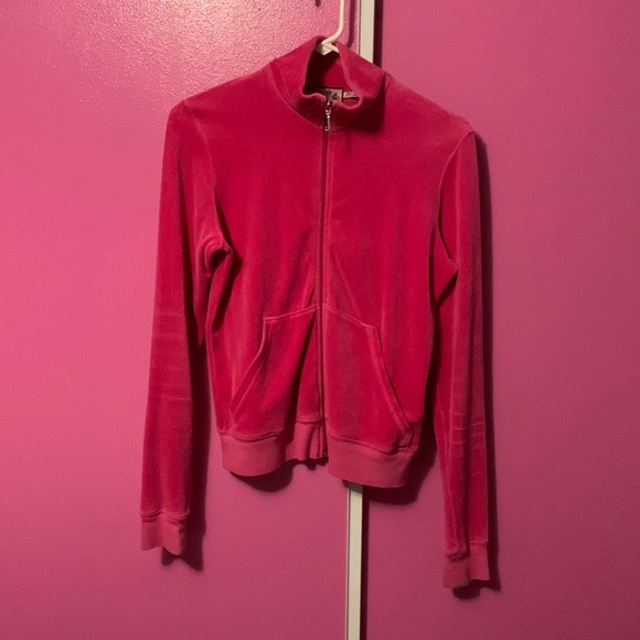 Juicy Couture | Tops | Hot Pink Velvet Velour Juicy Couture Zip Up Y2k Jogger Sweater | Poshmark
